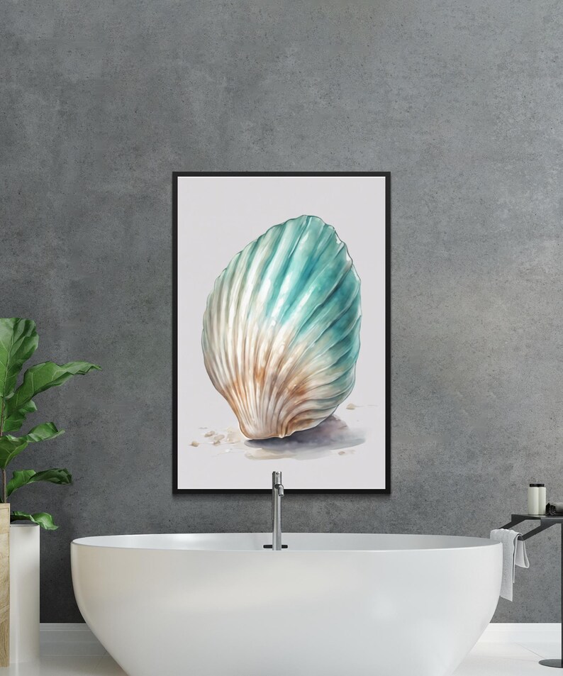 Coastal Seashell Wall Art, Beach Theme Decor, Ocean Inspired Print ...
