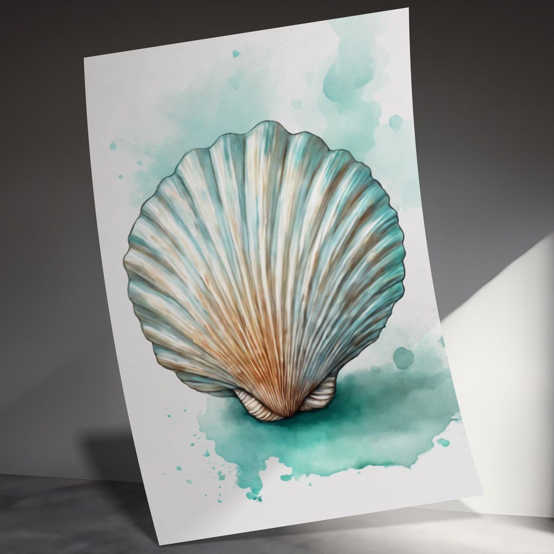 Coastal Shell Watercolor Print, Seashell Wall Art, Beach House Decor ...