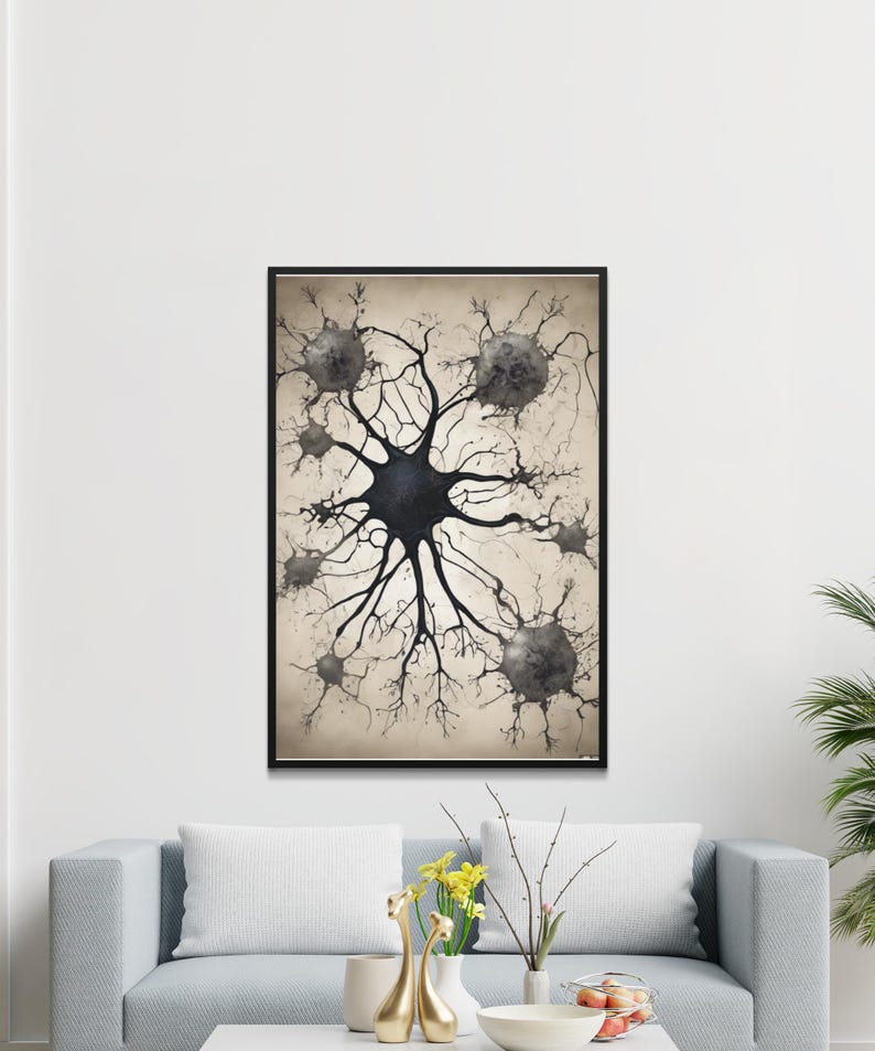 Abstract Neuron Art Print, Modern Wall Art, Sci-fi Neuroscience Decor ...