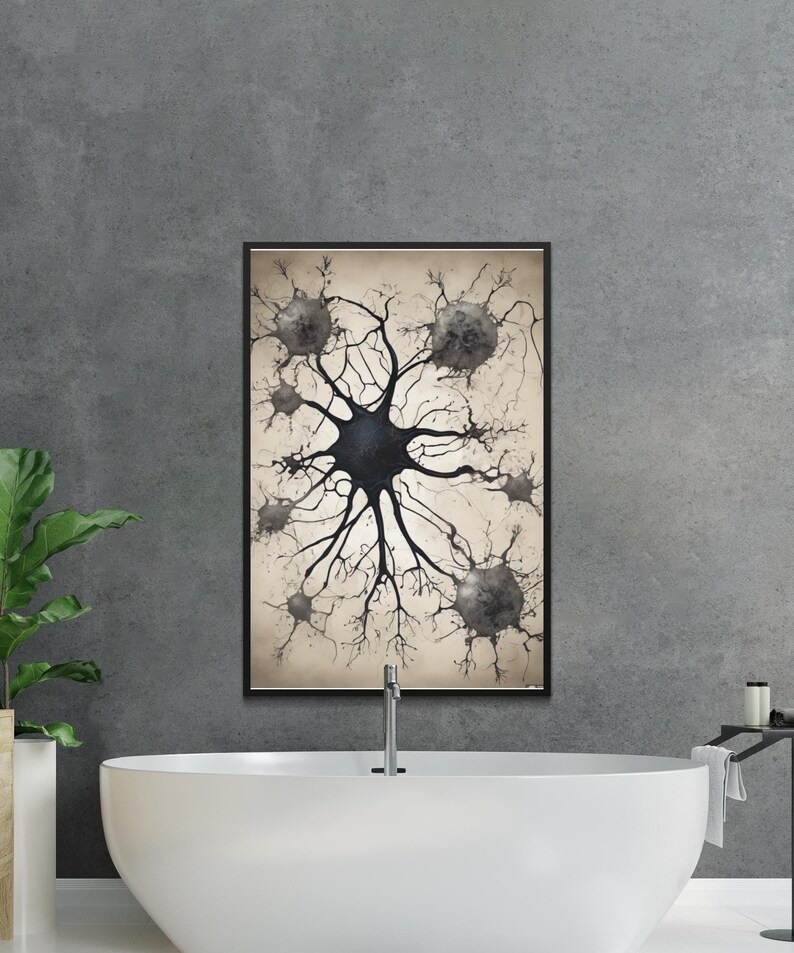 Abstract Neuron Art Print, Modern Wall Art, Sci-fi Neuroscience Decor ...