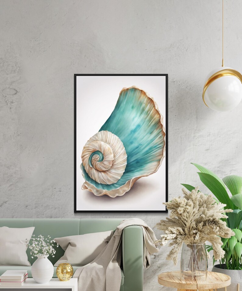 Coastal Nautical Decor, Beach Shell Art Print, Ocean Shell Wall Art ...