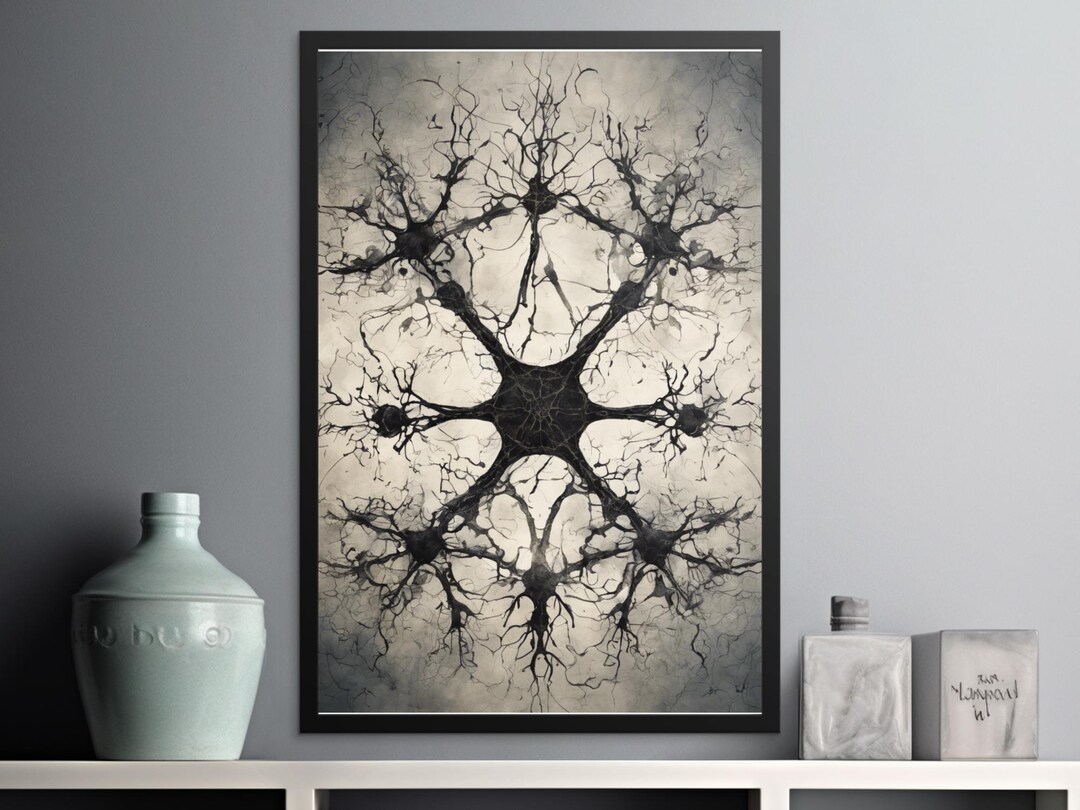 Abstract Neuron Network Wall Art, Neural Structure Print, Modern ...