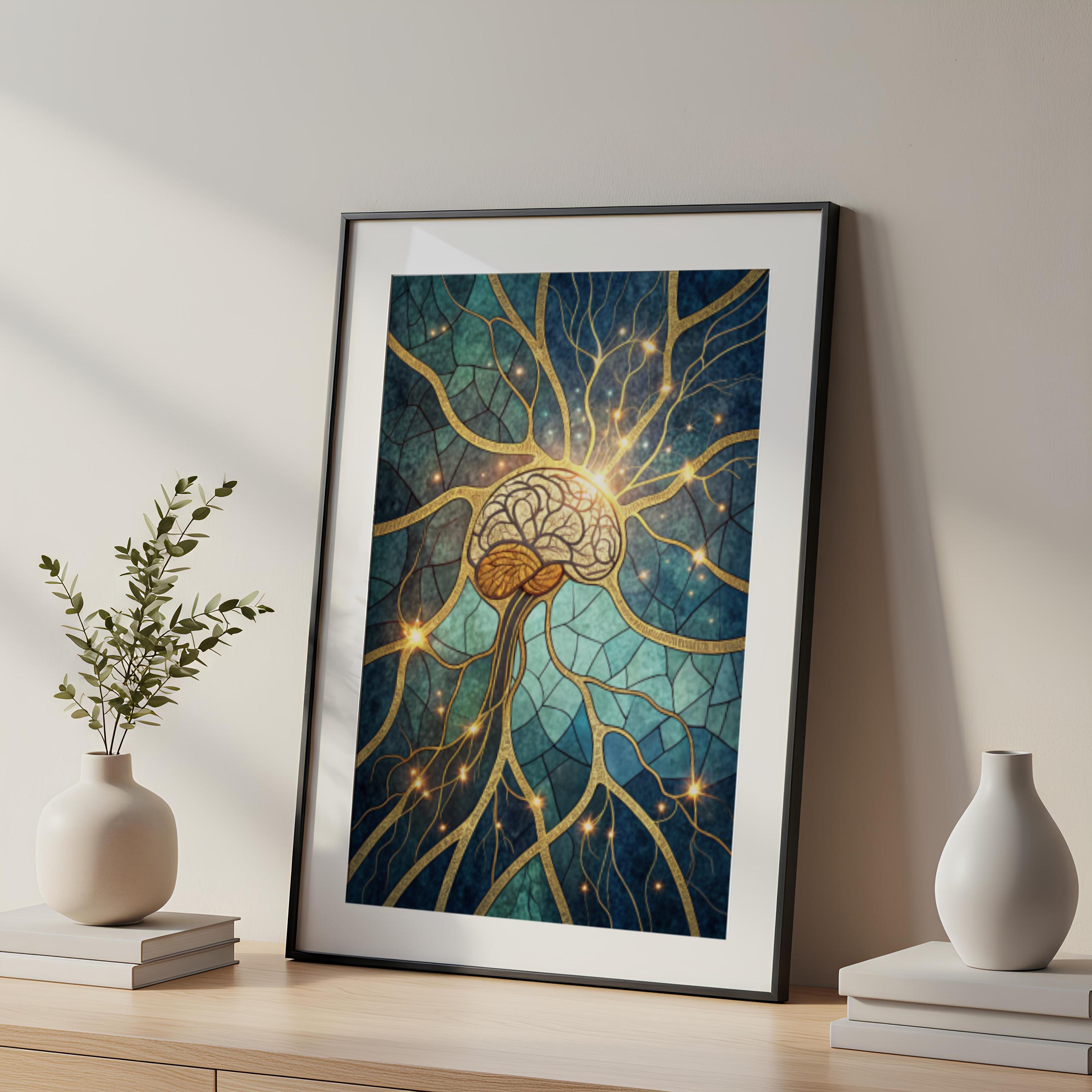 Brain Anatomy Poster: Stained Glass Effect Neurology Art - Etsy