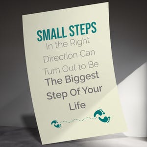 Inspirational Motivational Quote Poster Small Steps Modern Wall Art ...