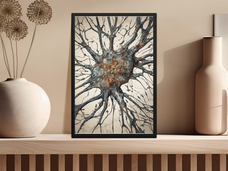 Abstract Neural Network Wall Art, Modern Science Decor, Unique Home ...