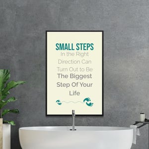 Inspirational Motivational Quote Poster Small Steps Modern Wall Art ...
