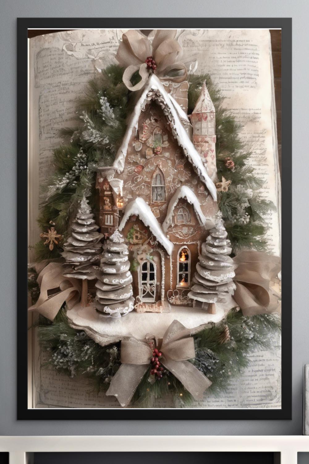 Gingerbread House Art Print Christmas Wall Decor Holiday Home ...