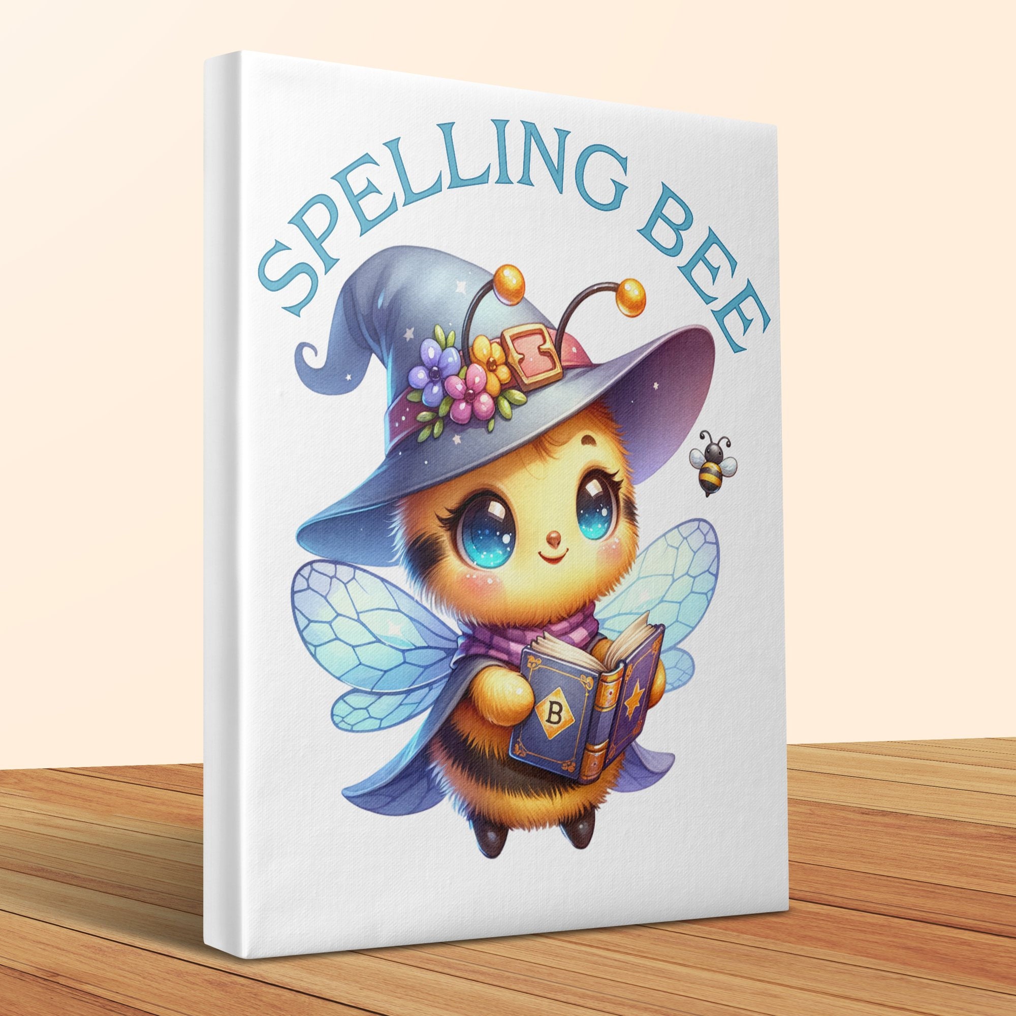 Cute Spelling Bee Wall Art, Adorable Bee Wizard Print, Nursery Room ...