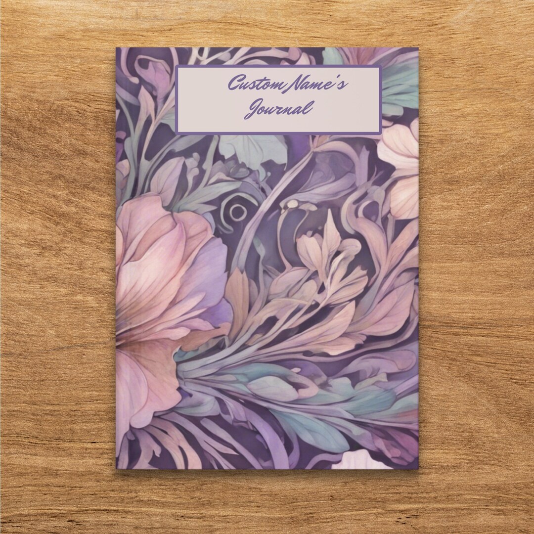 Personalized Floral Journal, Custom Name Journal, Botanical Notebook ...