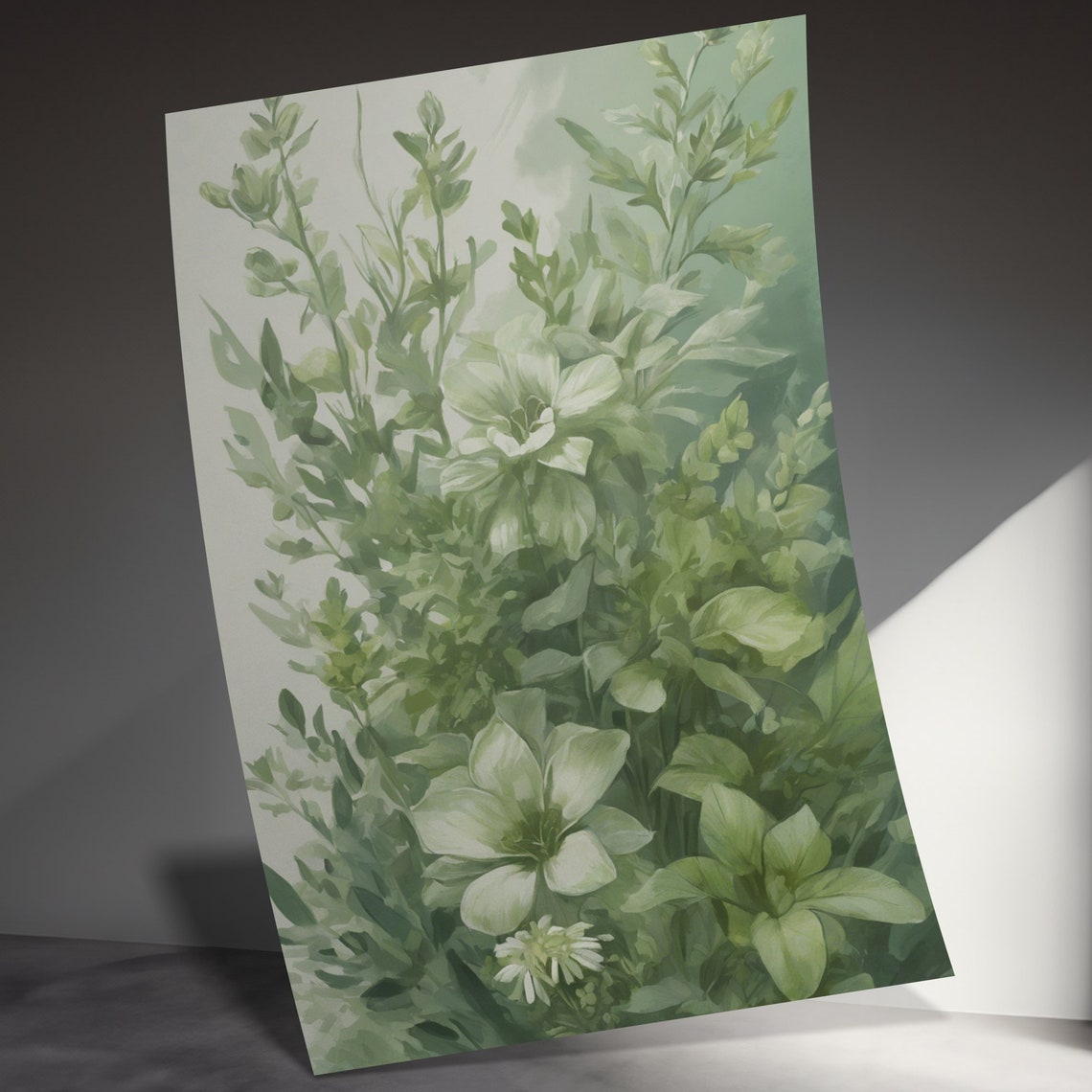 Sage Green Botanical Art Print: Laminated Floral Poster - Etsy