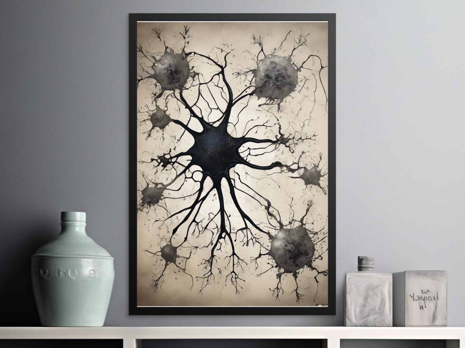 Abstract Neuron Art Print, Modern Wall Art, Sci-fi Neuroscience Decor ...