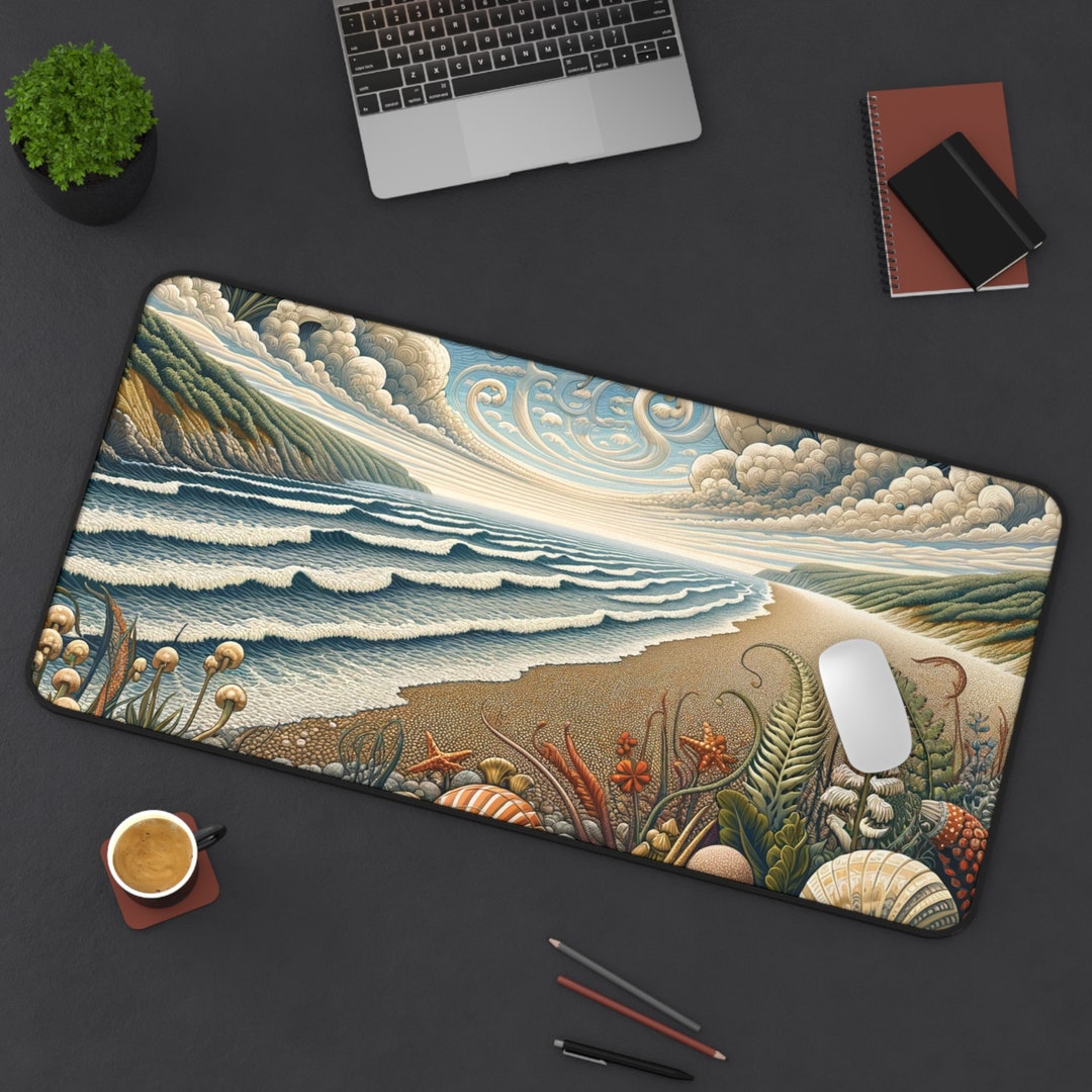Seashore Symphony Aesthetic Desk Mat Oceanic Elegance for Your Desk - Etsy