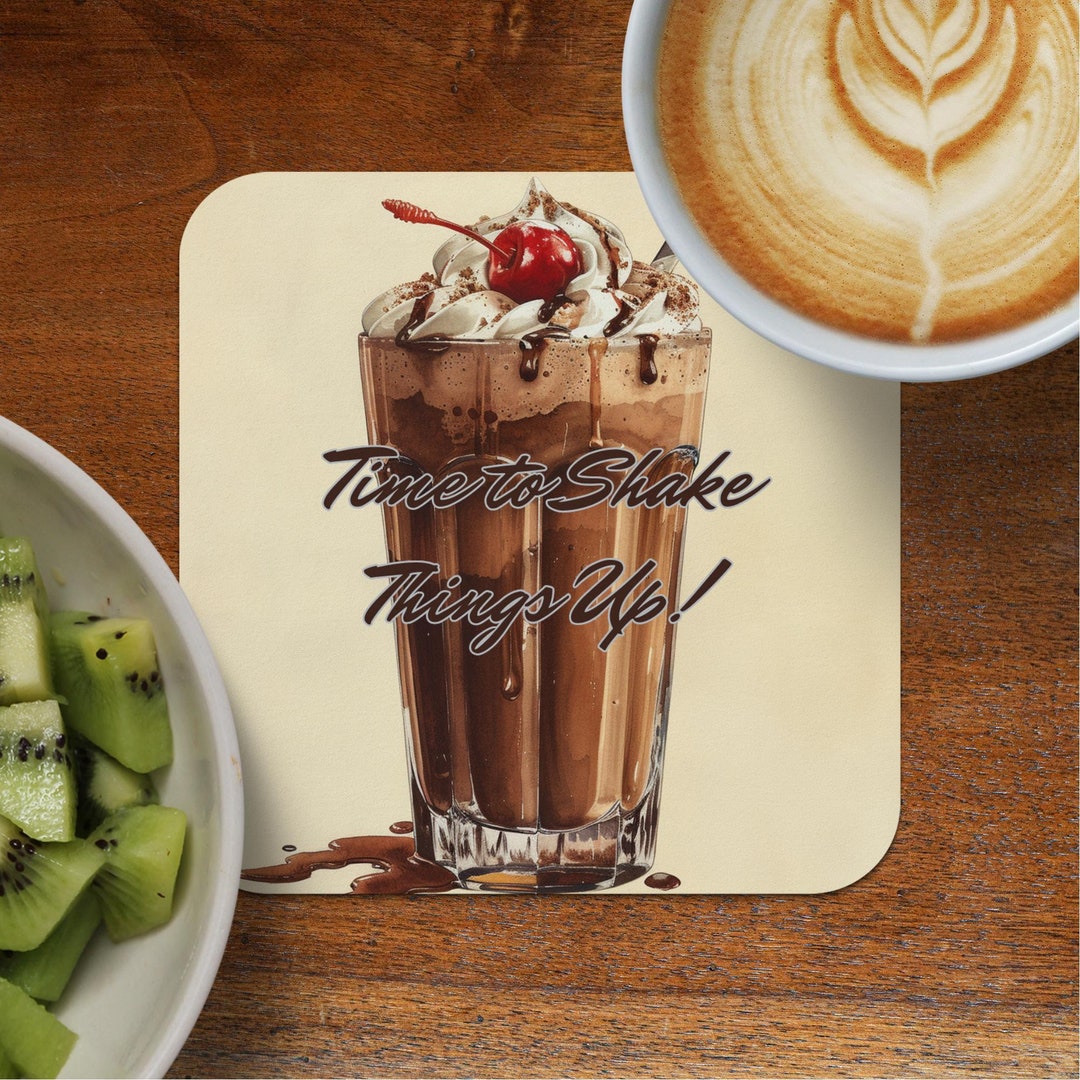 Vintage Milkshake Coaster, Retro Drink Coaster, Chocolate Milkshake Art ...