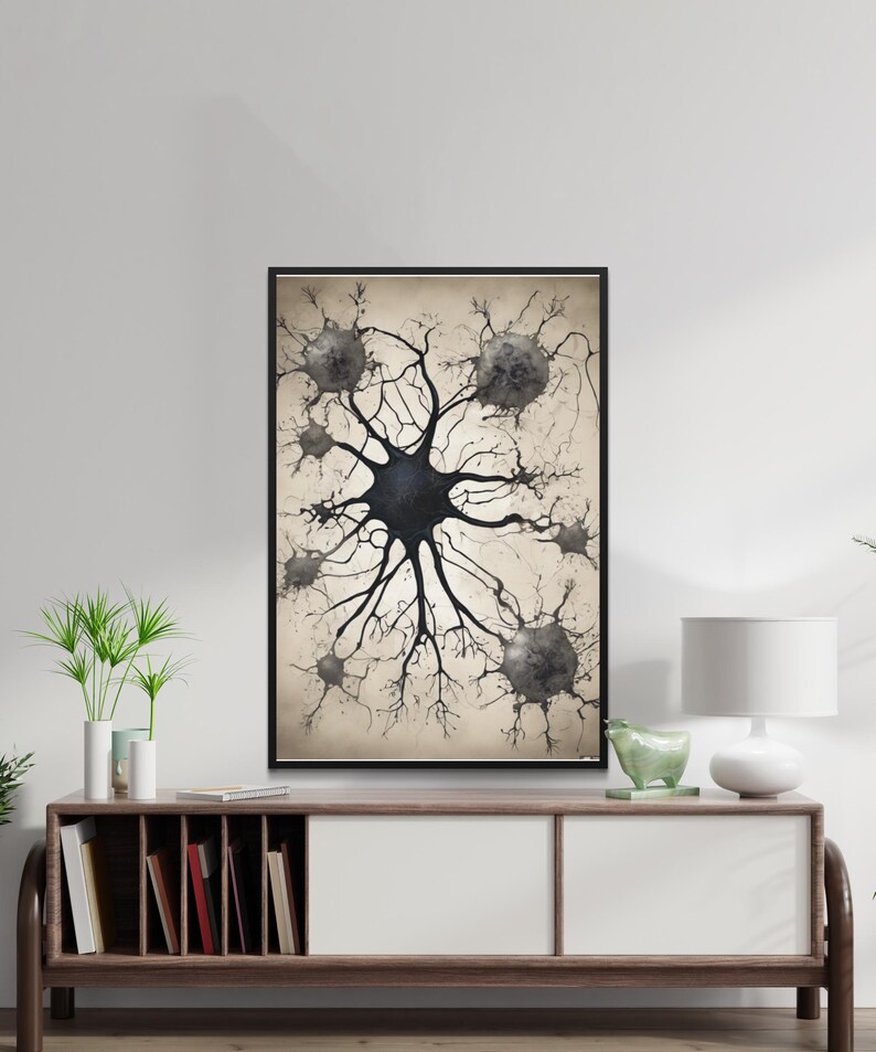 Abstract Neuron Art Print, Modern Wall Art, Sci-fi Neuroscience Decor ...