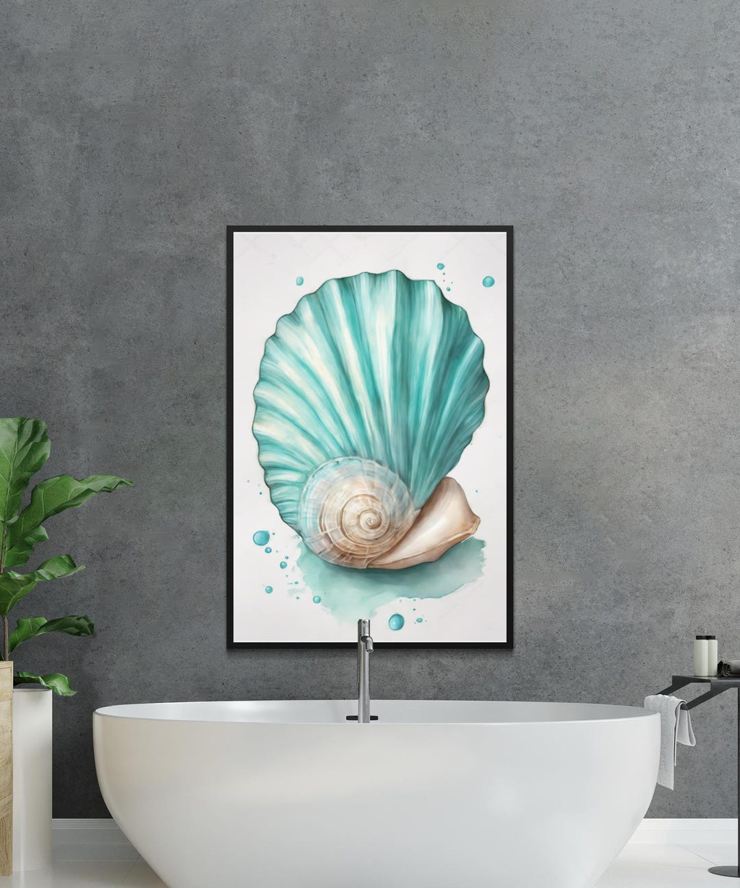 Coastal Seashell Watercolor Print, Beach Theme Wall Decor, Nautical Art ...