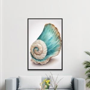Coastal Nautical Decor, Beach Shell Art Print, Ocean Shell Wall Art ...