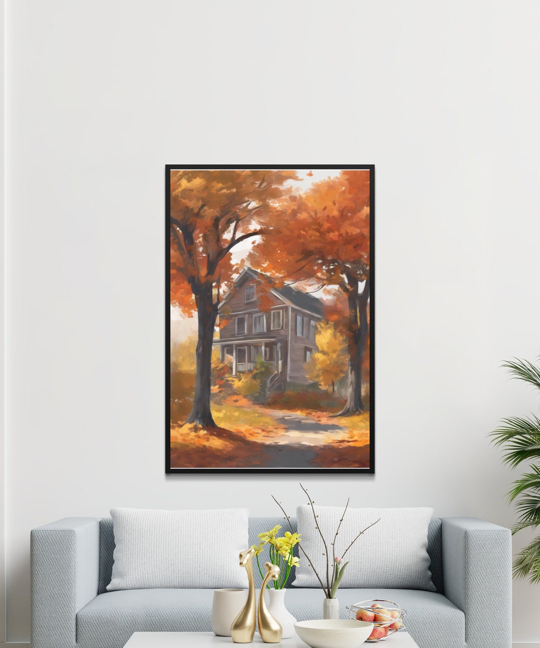 Autumn Landscape Wall Art, Fall Foliage Home Decor, Rustic House Art ...