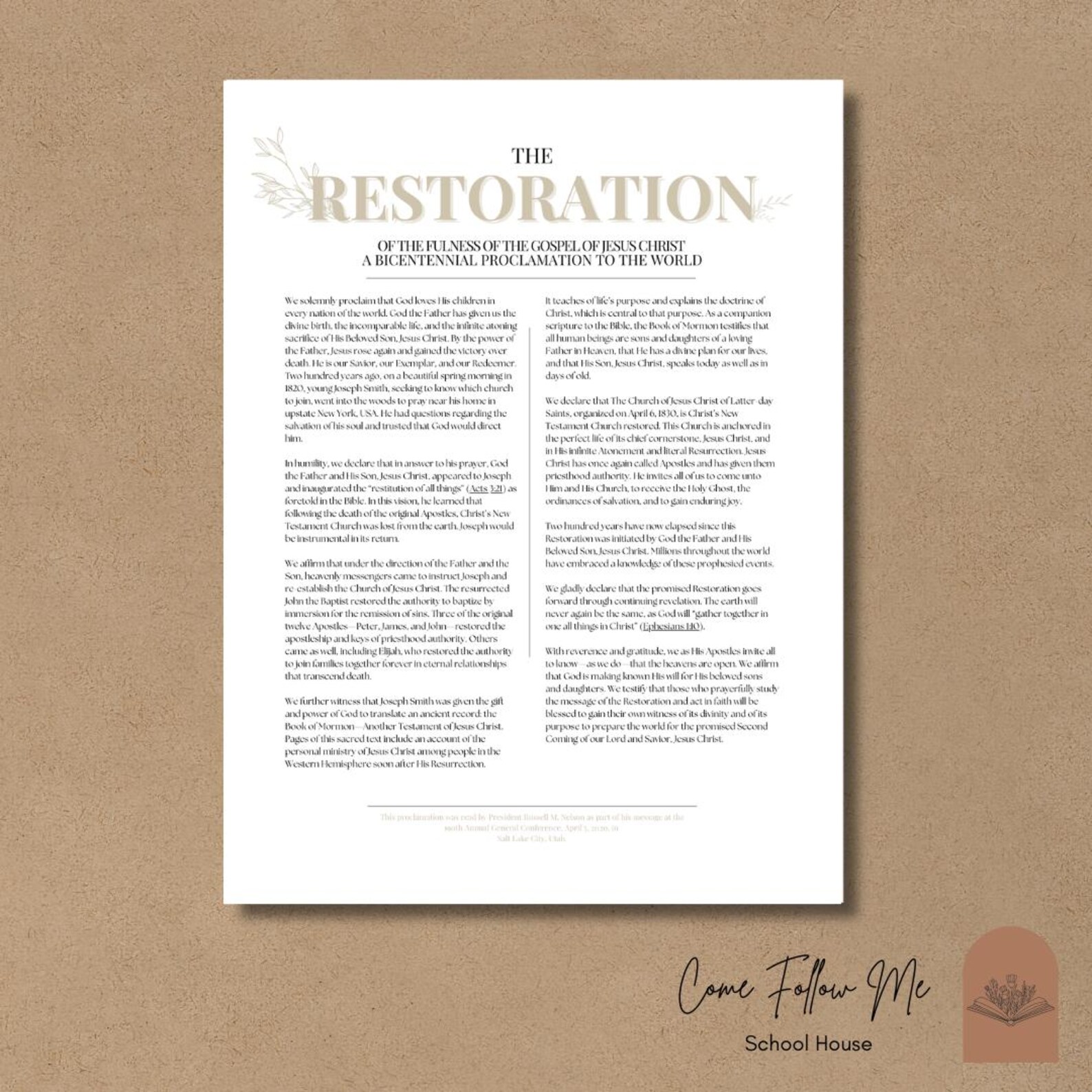 The Church of Jesus Christ Proclamation Posters (set of 4) - Etsy