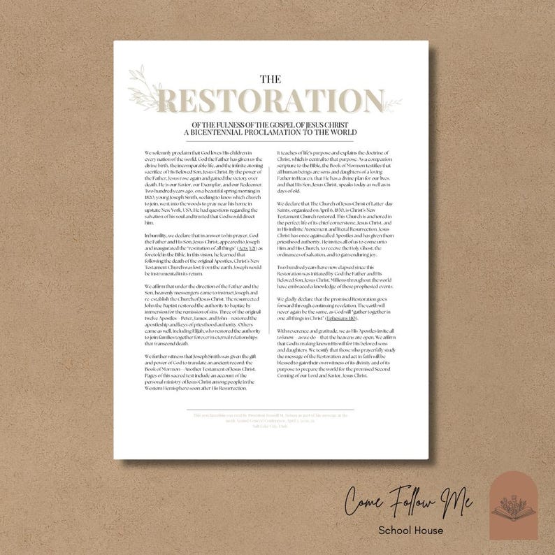 The Church of Jesus Christ Proclamation Posters (set of 4) - Etsy