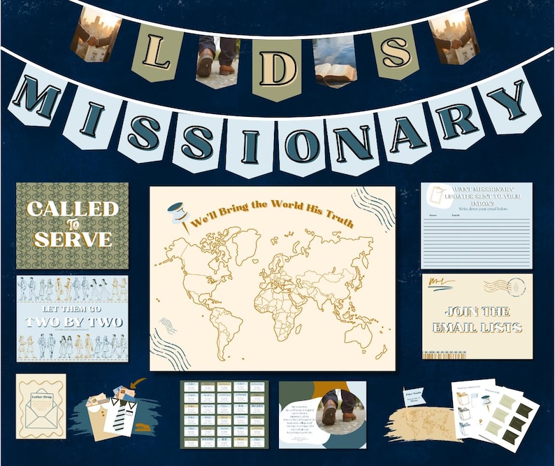 LDS Missionary Bulletin Board Kit, World Map, Posters (digital Download ...