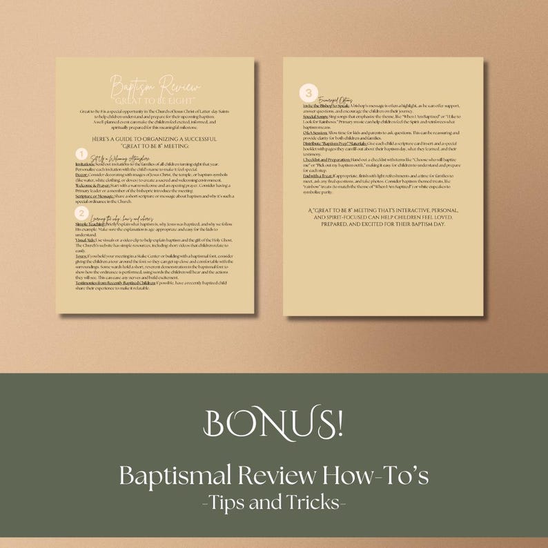 Baptismal Review Packet - Great to Be Eight - the Church of Jesus Christ of Latter-day Saints - Etsy