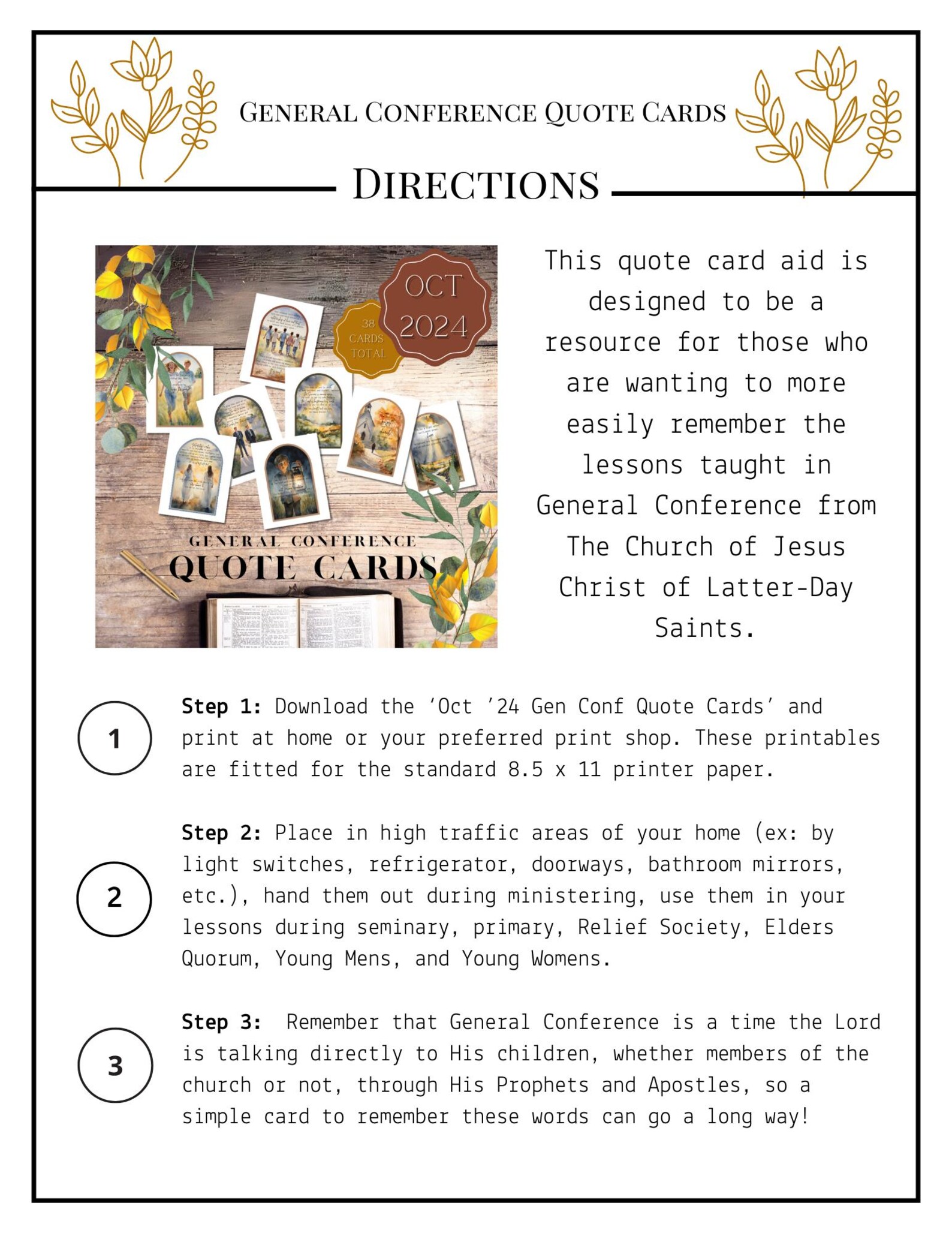 October 2024 General Conference Quote Cards - Etsy