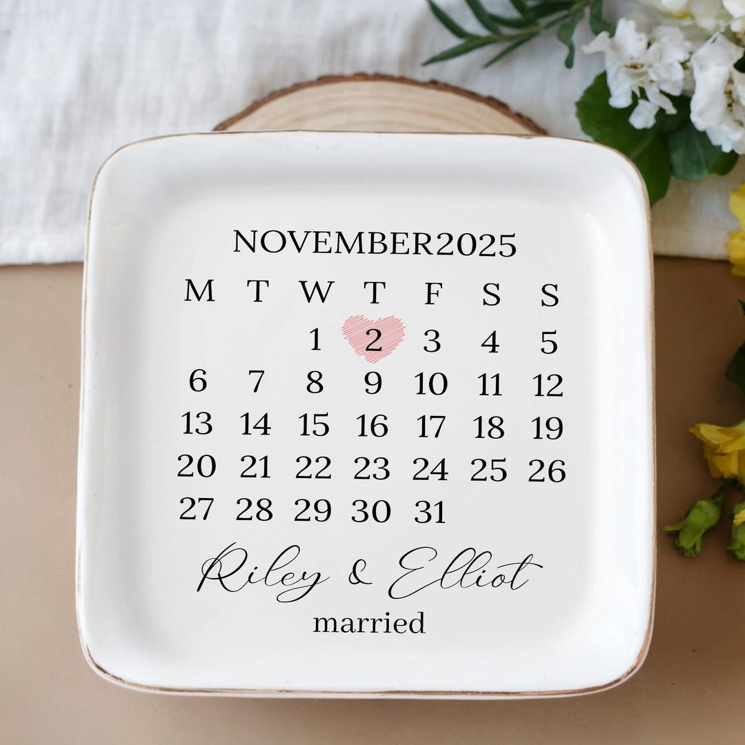 Customized Wedding Calendar Date Dish, Jewelry Dish, Custom Gift ...