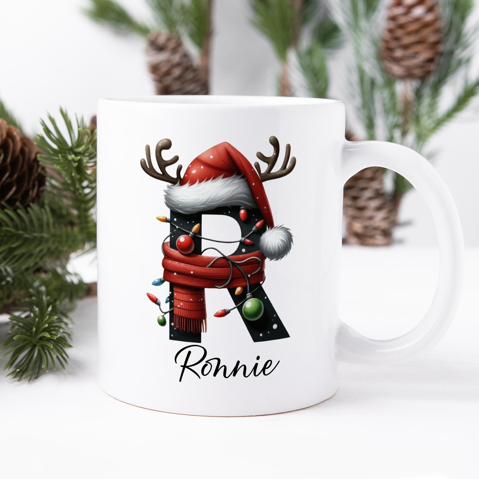 Custom Initial Mug, Personalized Name Mug, Christmas Initial Mug ...
