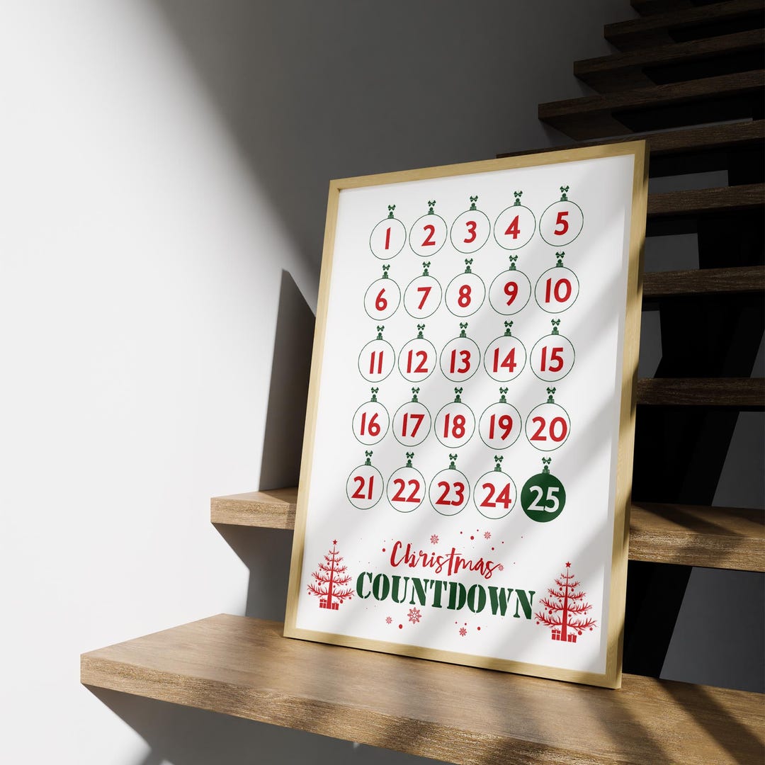 Christmas Countdown, Christmas Home Wall Print, Xmas Decor, Christmas ...