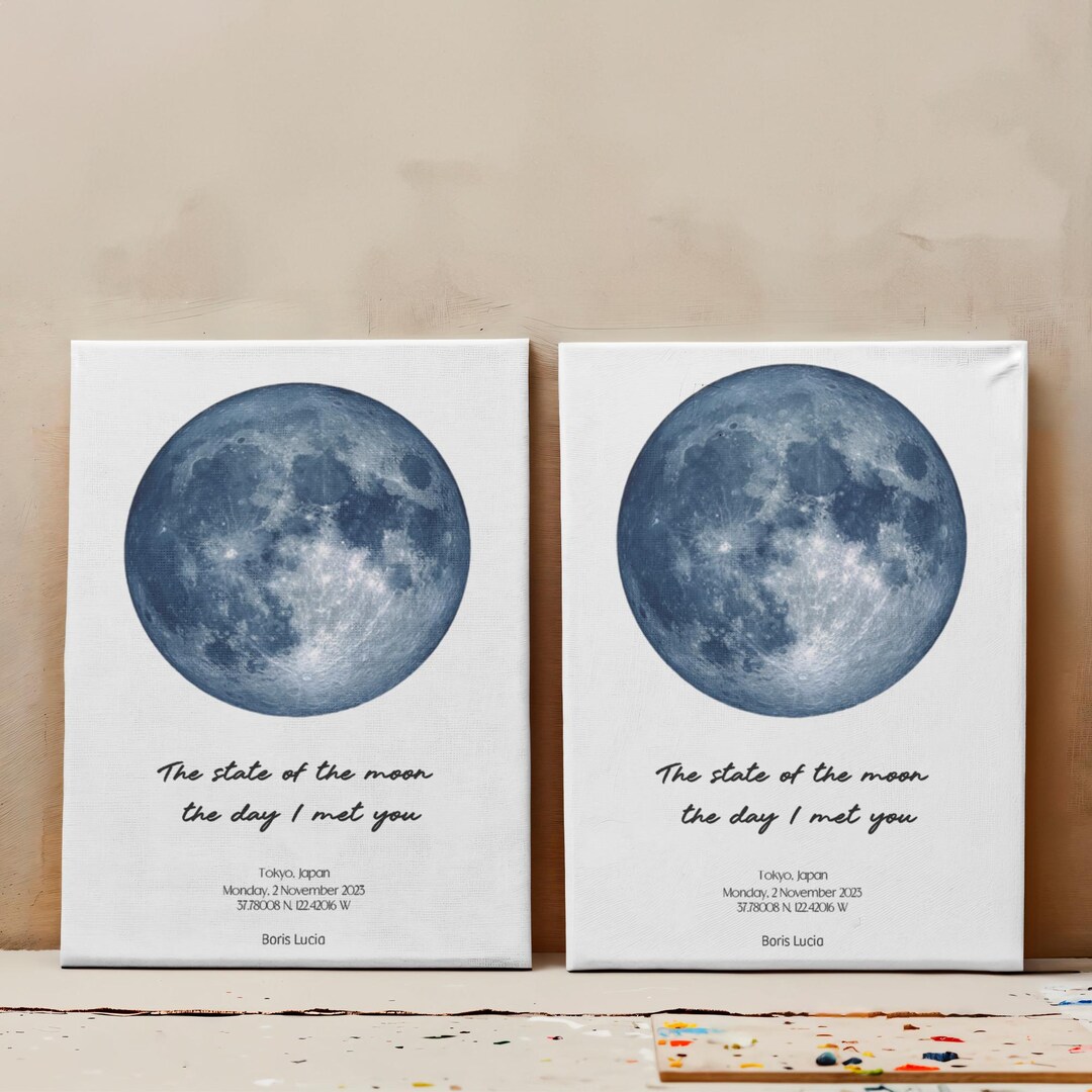 Custom Moon Phase Canvas Print, Canvas Special Date, Moon Phase Print ...