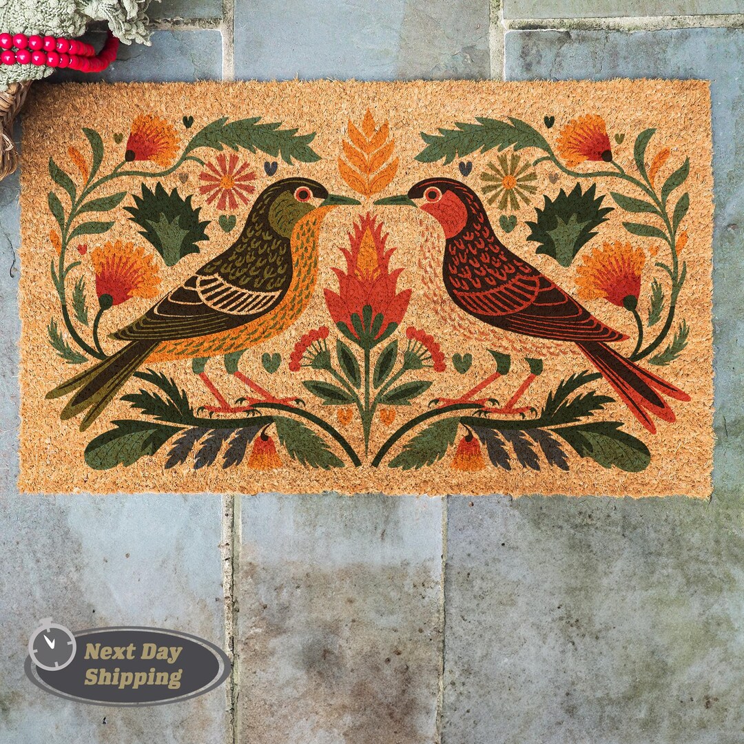 Boho Doormat, Floral Design, Welcome Mat for Front Porch, Floral ...