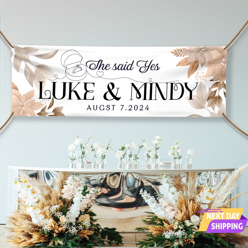 Engagement Banner, She Said Yes Banner, Engagement Decor, Indoor Banner ...