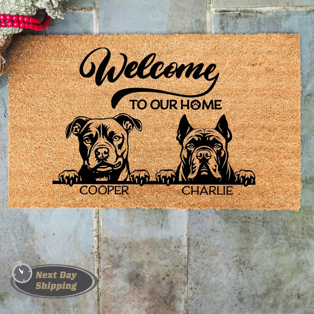 Personalized Dog Doormat, Dog Welcome Mat, Dog Gift, Housewarming Dog ...
