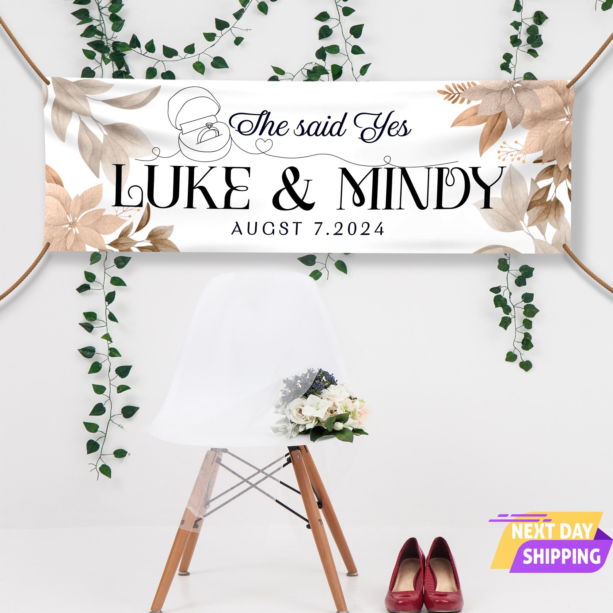 Engagement Banner, She Said Yes Banner, Engagement Decor, Indoor Banner ...