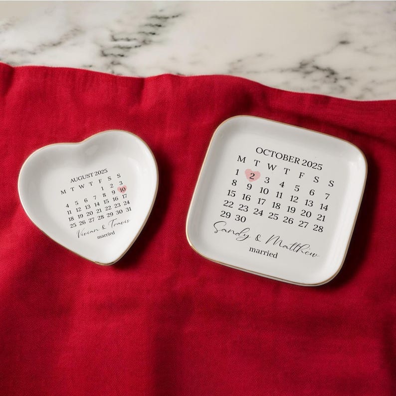 Customized Wedding Calendar Date Dish, Jewelry Dish, Custom Gift ...