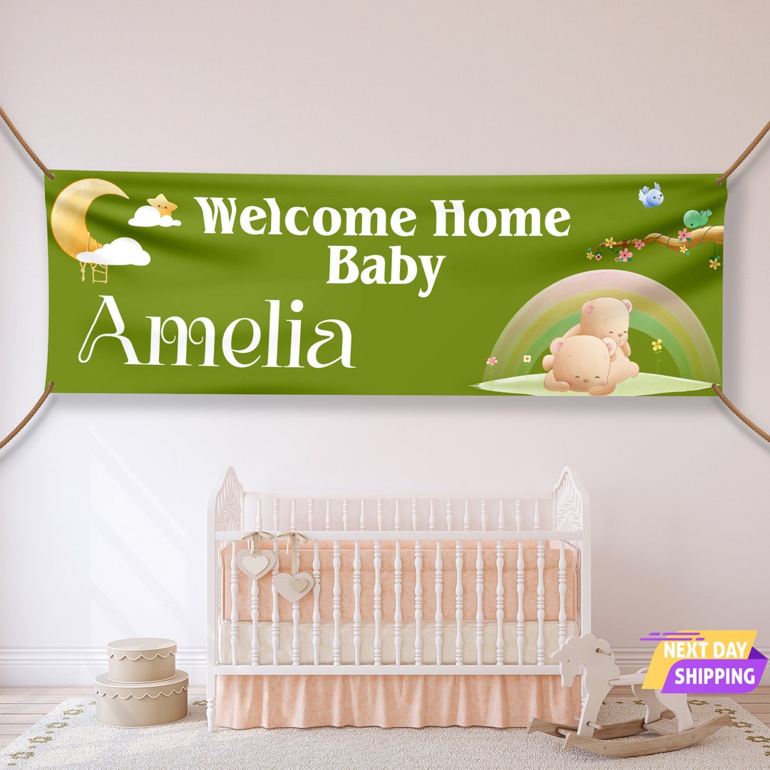 Personalized New Baby Welcome Home Banner, Baby Decor, Welcome Home ...