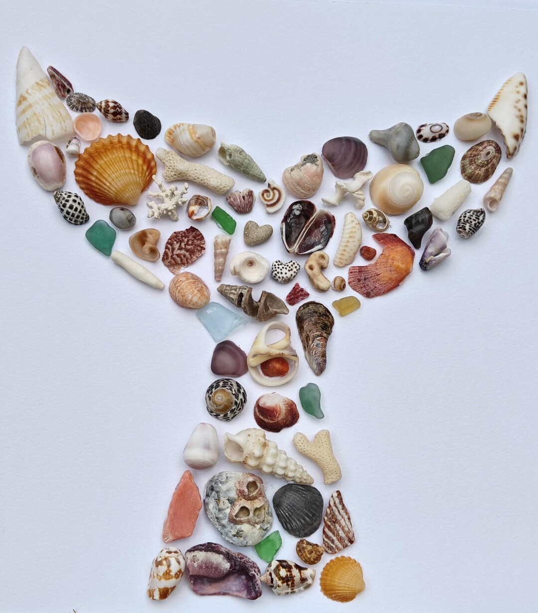 Seashell Whale Tail Wall Art: Coastal Sea Glass Collage - Etsy