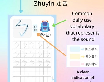 Bopomofo Traditional Chinese Alphabet Writing Sheet 注音符號筆順練習 2, Zhuyin ...