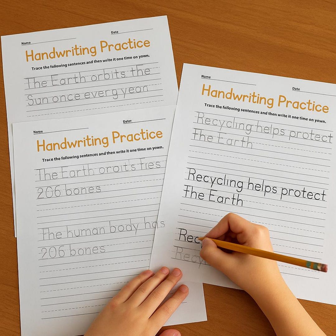 4th Grade Handwriting Practice Worksheets | Sentence Writing (PDF) - Etsy