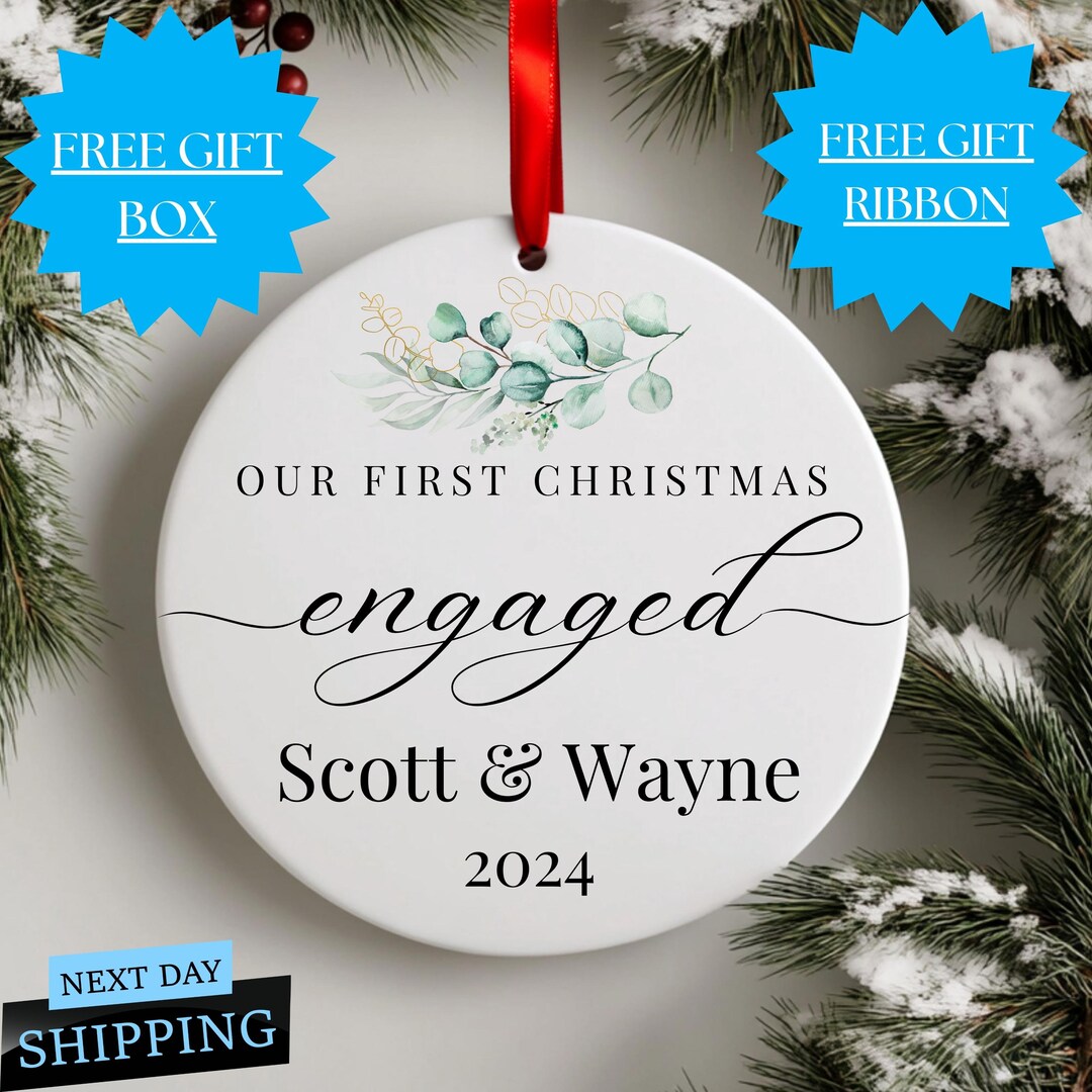 Our First Christmas Engaged Ornament, Engagement Ornament, Christmas ...