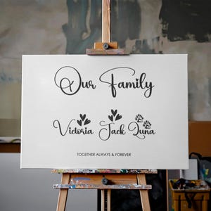 Love Heart Family Canvas, Custom Print for Family, Family Name, Gift ...