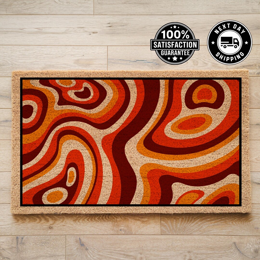 Retro Doormat, Entryway Decor, Front Door Decor, Colorful Doormat, Boho ...