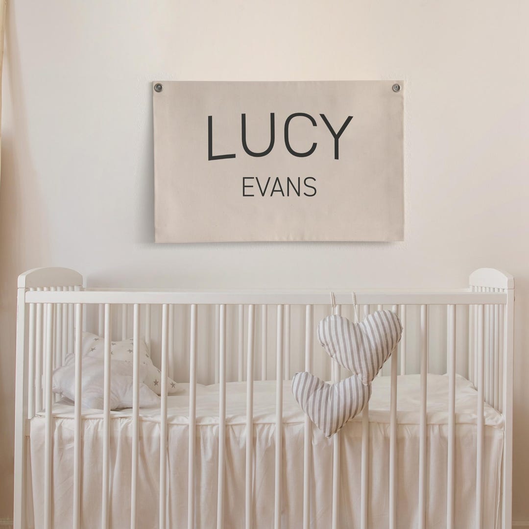 Custom Baby Name Sign, Personalized Gift, Canvas Wall Art, Baby Name ...