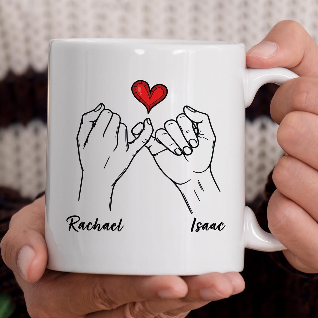 Custom Pinky Promise Holding Hands Mug, Valentines Day Mug, Valentines ...