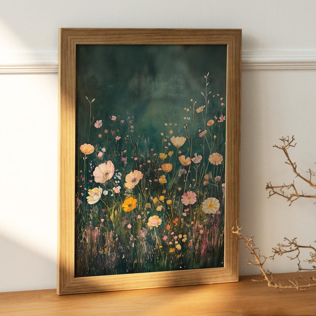 Wildflower Framed Wall Art, Vintage Botanical Sign, Floral Decor ...