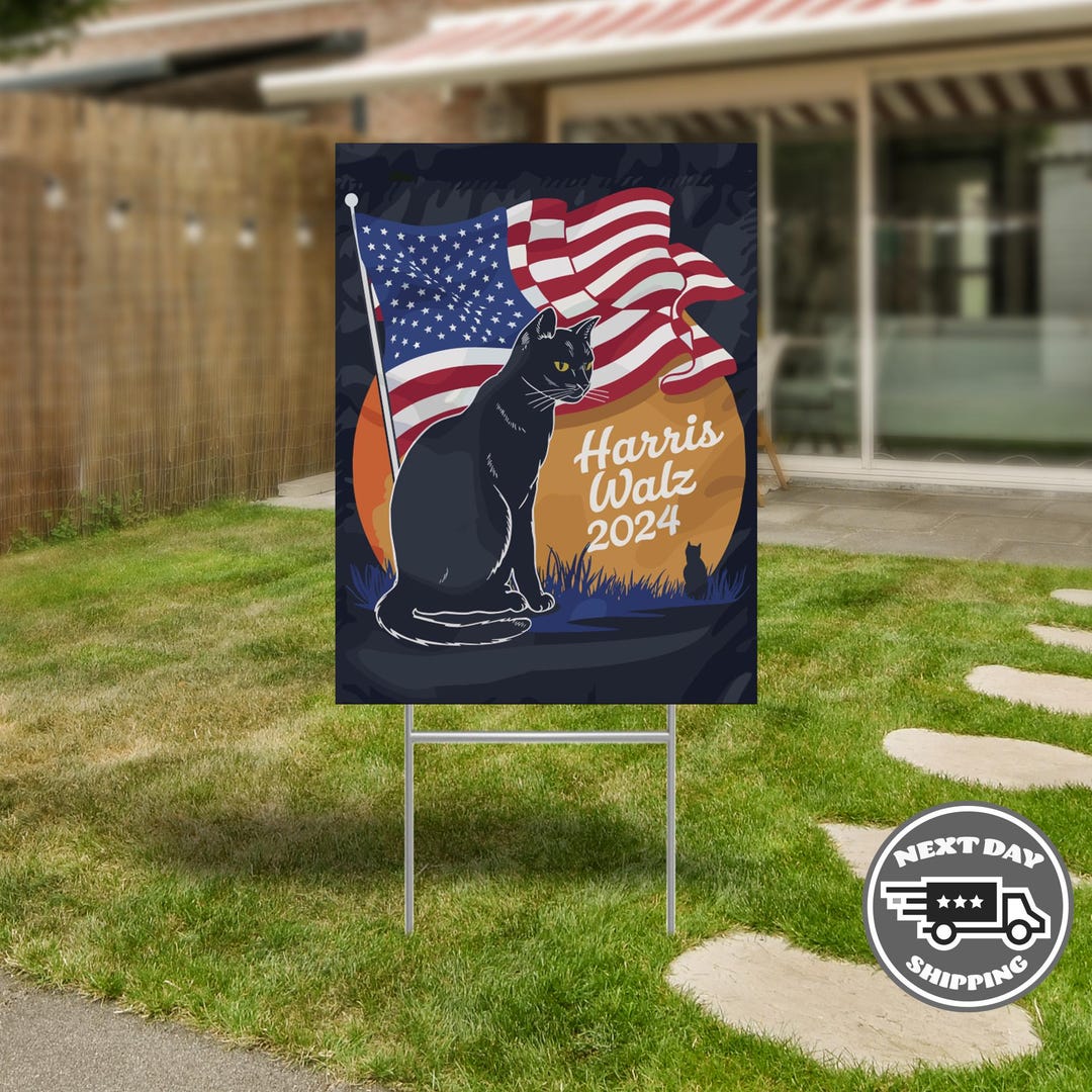 Harris Walz 2024 Yard Sign, Cat Lady, Yard Decor, Halloween Yard Sign ...
