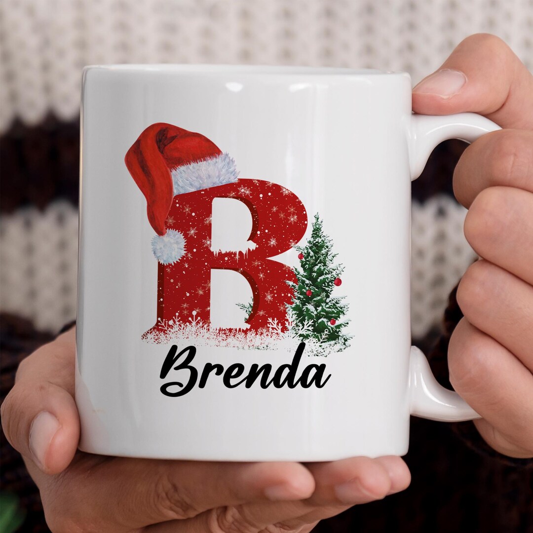 Personalized Letter Mug, Custom Initial Mug, Christmas Name Mug, Custom ...
