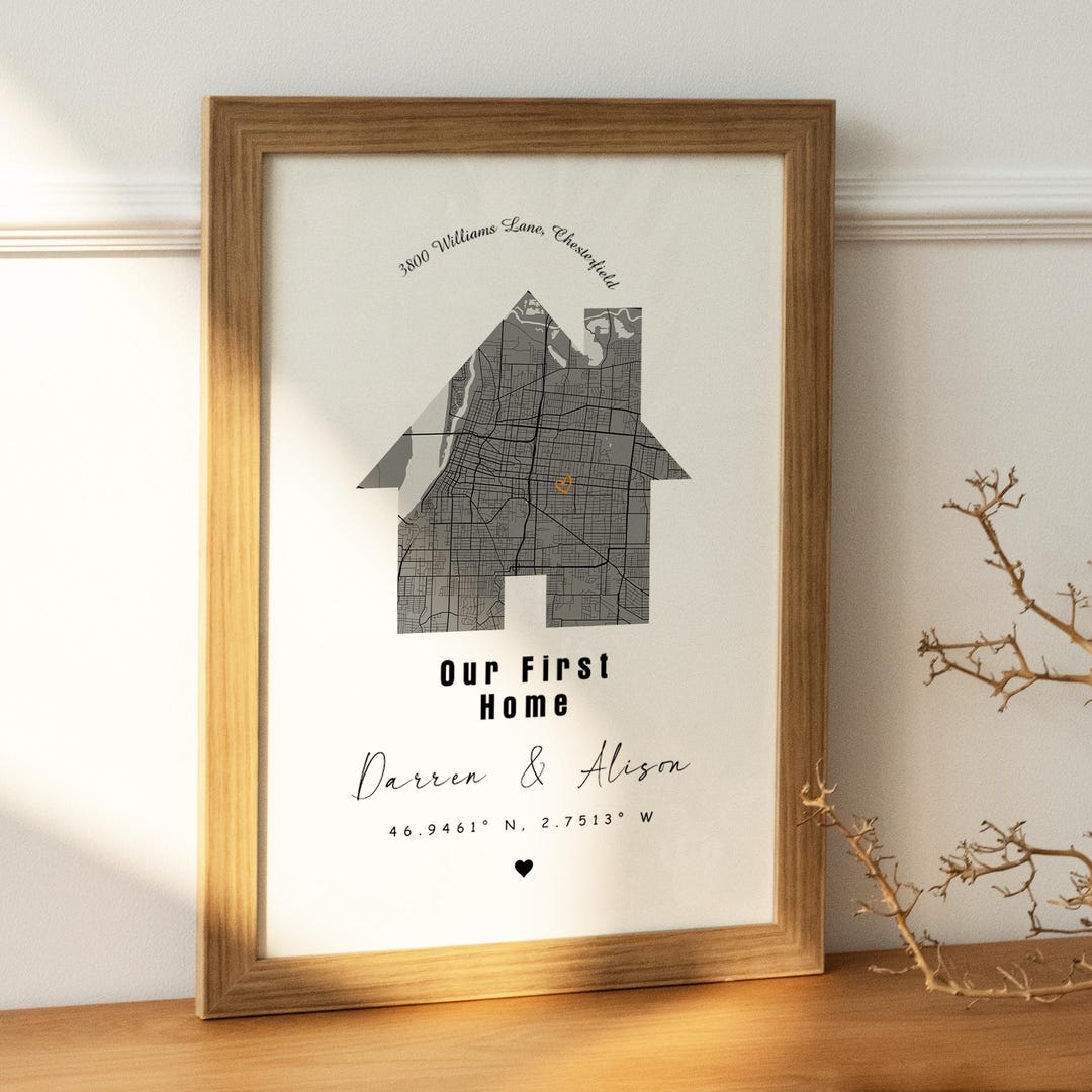 Customized Home Map Wall Art Print, Moving Gift, New Home Gift, First ...