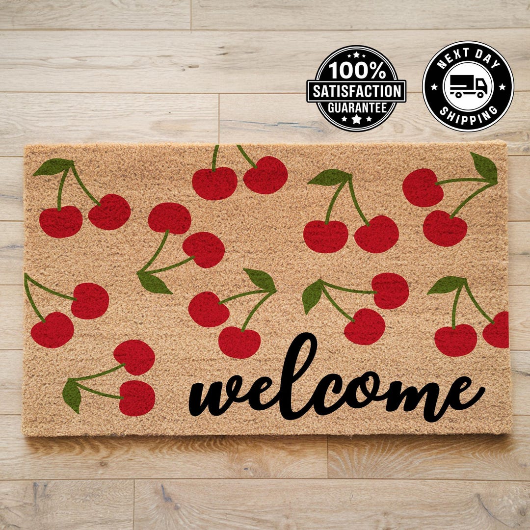 Welcome Cherries Doormat, Colorful Doormat, Summer Doormat ...