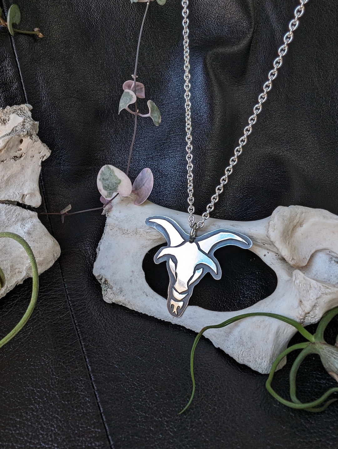 Sterling Silver Goat Necklace - Etsy